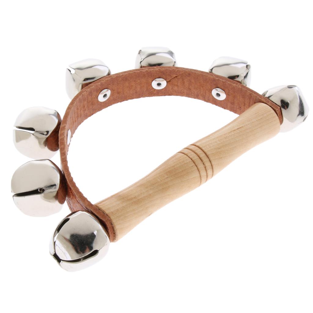Buy Wooden Handle Bell Shaker Sleigh Bells with Strap Shaking ...