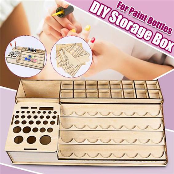 Buy Wooden Pigment Bottle Drawer Storage Organizer Holes Color Paint ...