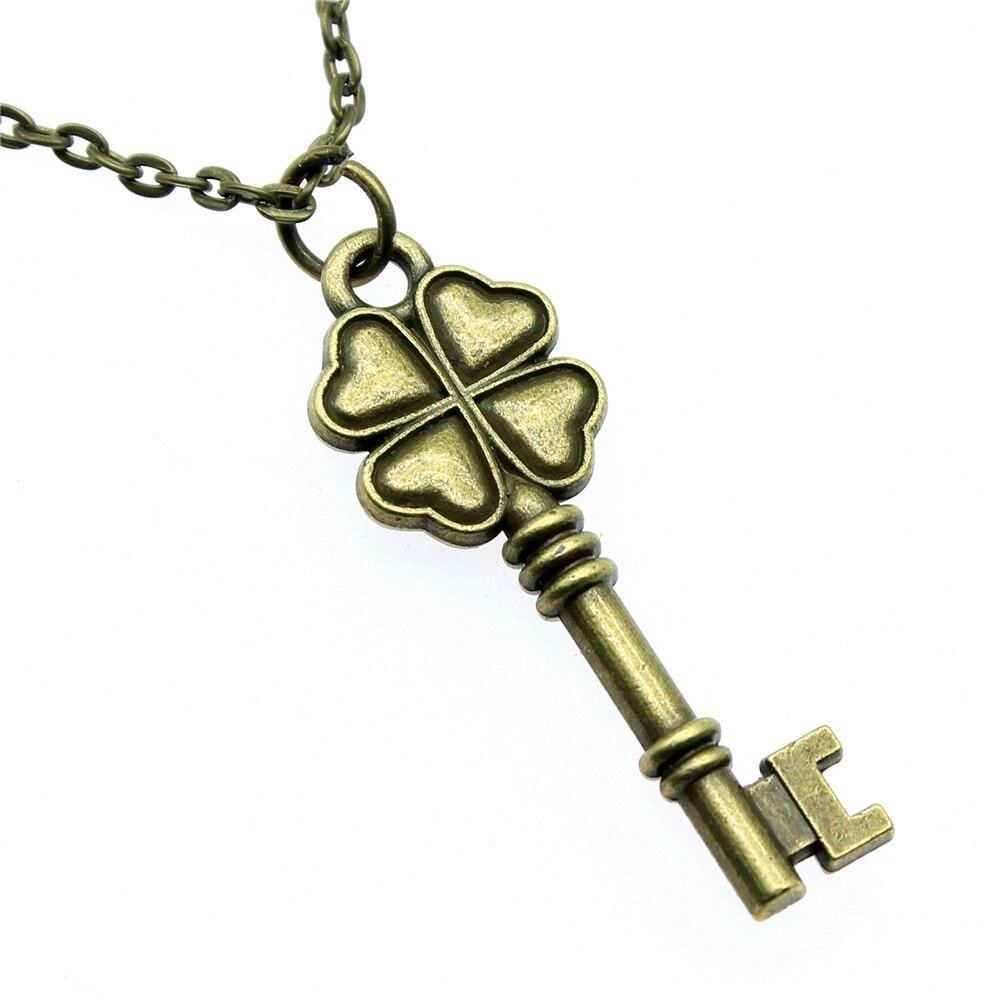 Buy 1 Piece Four-Leaf Keys Charms Necklaces Antique Bronze Color Zinc ...