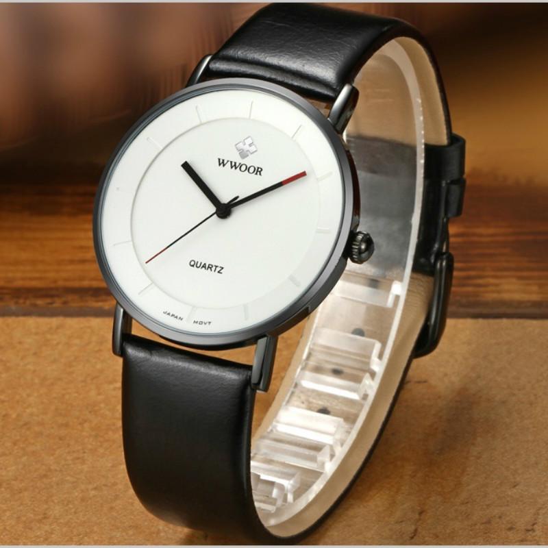Buy Wwoor Men Brand Simple Quartz Watch Ultra Thin Leather Sport ...
