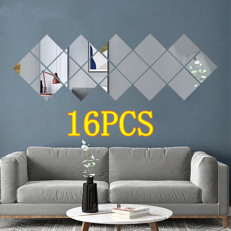 Buy Square Mirror Tile Wall Stickers 3D Mosaic Decal Home Room ...