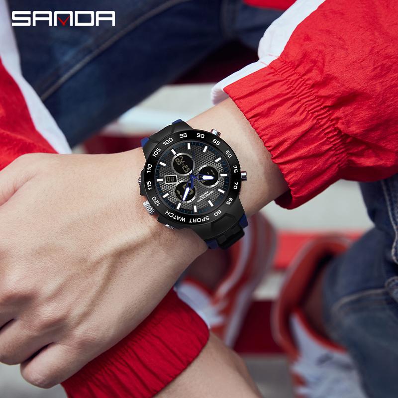 Cheap SANDA Sport Digital Round Watch Luminous Dial Casual ...