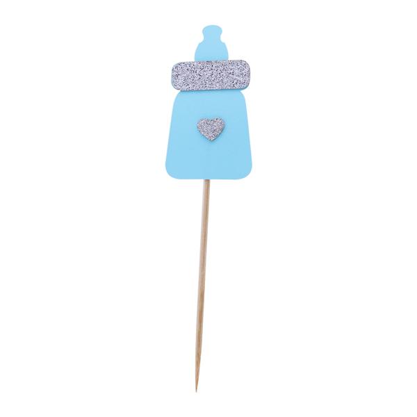 Buy 10pcs Glitter Milk Bottle Cupcake Toppers Cake Picks Baby Boy Girl ...