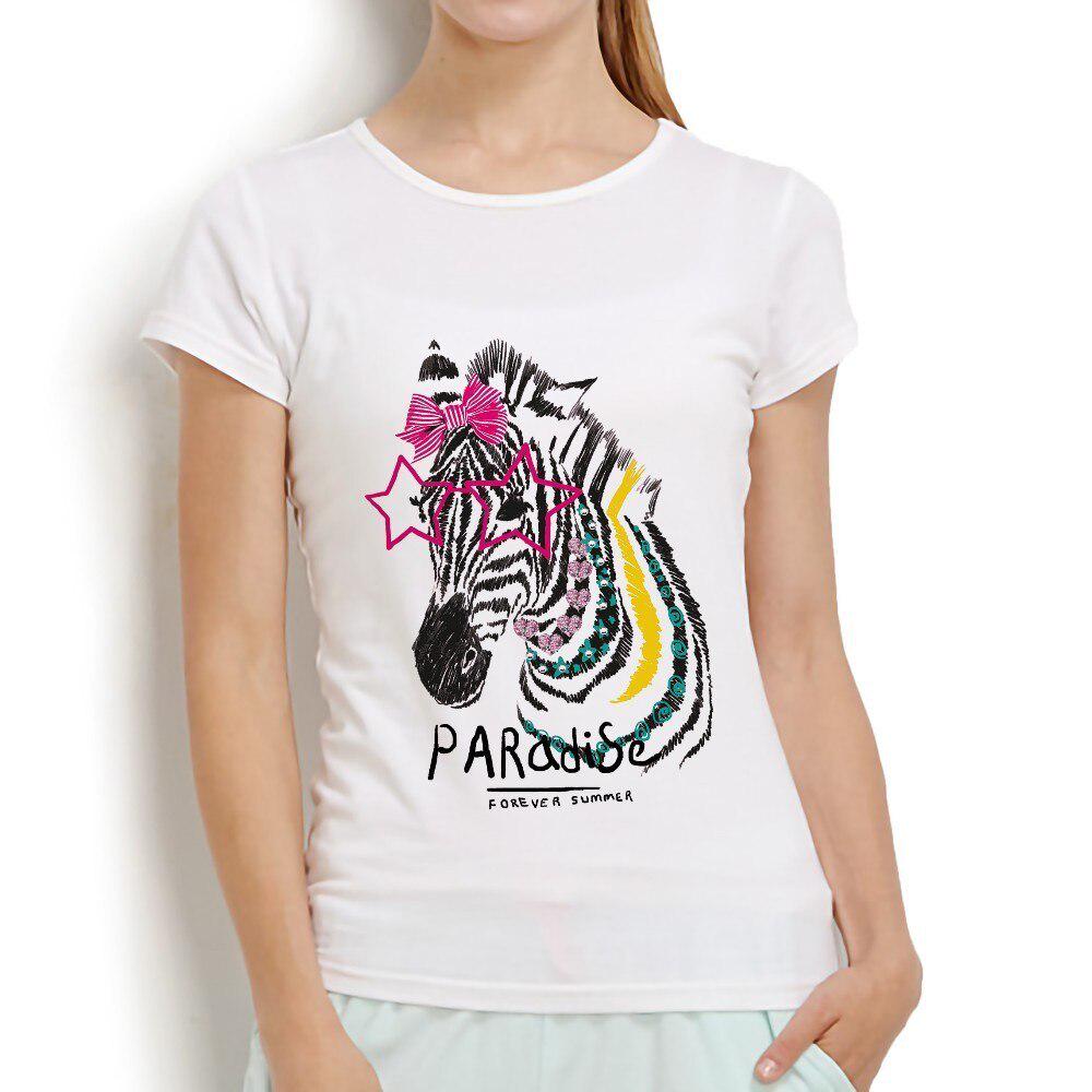 Buy Fashion Zebra Girl Cute Tshirt Women Summer White Casual Creative ...