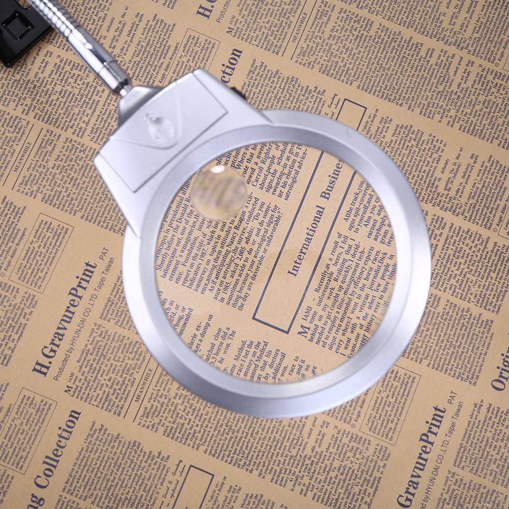 Magnifier Clip-on Lighted Table Desk LED Clamp Lamp 2x 5x Magnifying ...