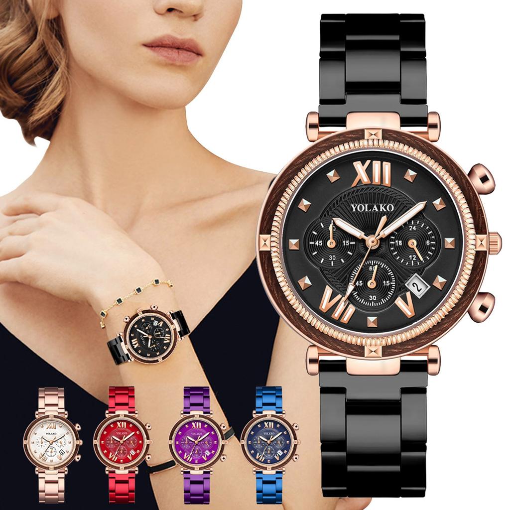 Buy YOLAKO Women's Casual Quartz Leather Band Newv Strap Watch Analog ...