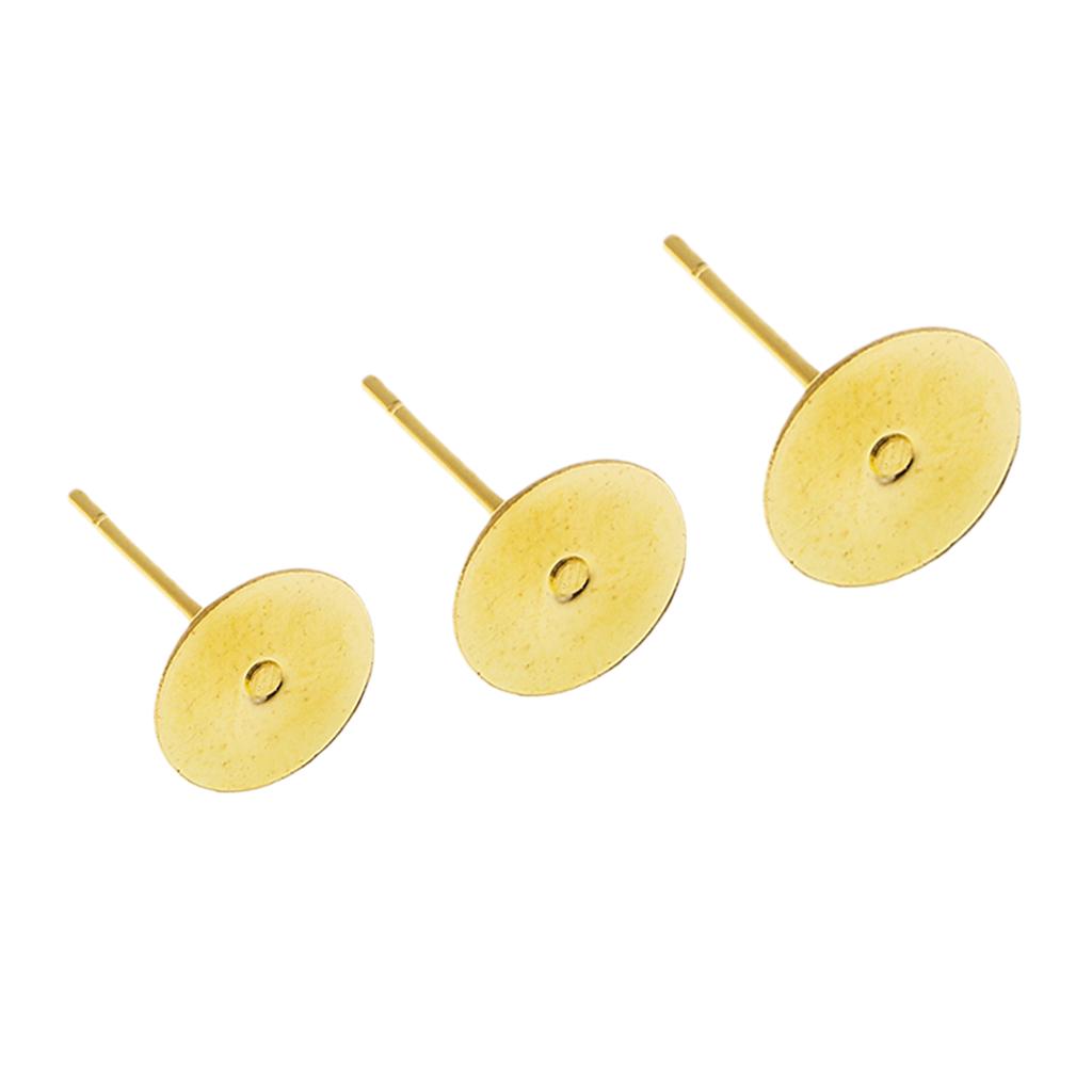 200Pc Brass Earring Posts Stud Blank Cabochon Base Setting Tray 6mm ...