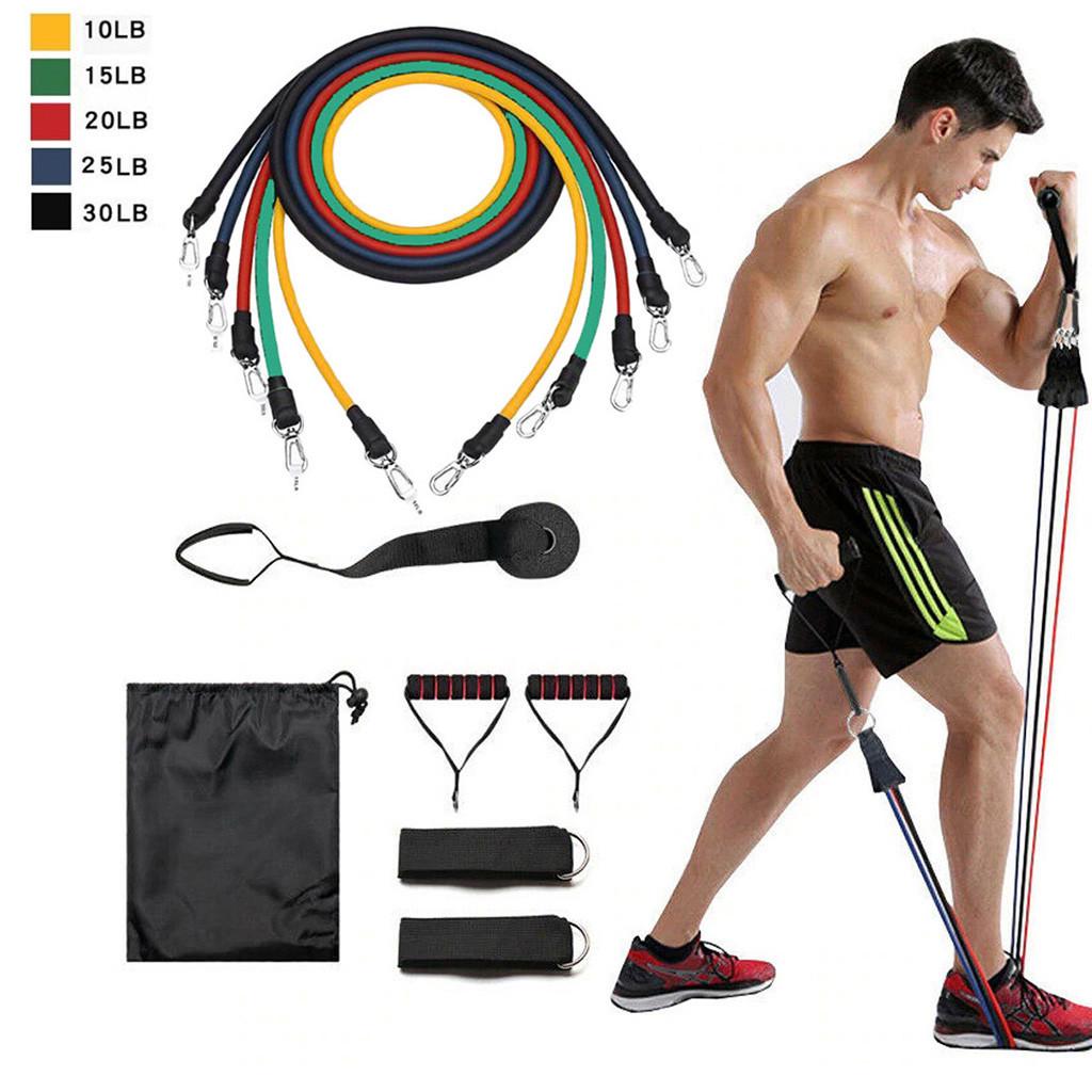 11pcs / Set Natural Latex Fitness Rubber Resistance Bands Exercise ...