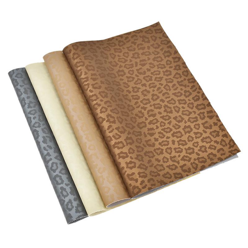A4 Sheet Leopard Printed Fabric PVC Synthetic Leather Material Bow ...