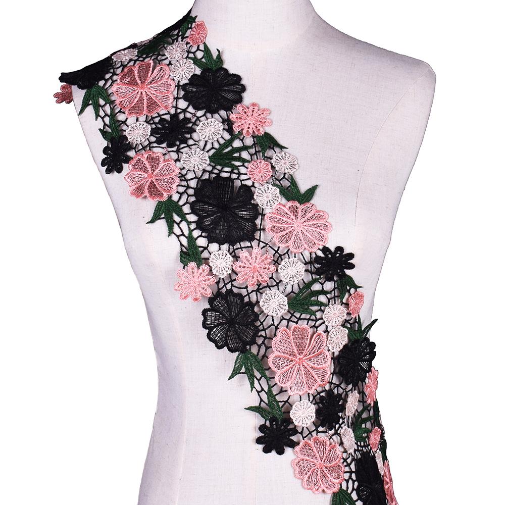 Buy 1 Yard Red Flower Lace Trim Fabric Embroidered Applique Sewing ...