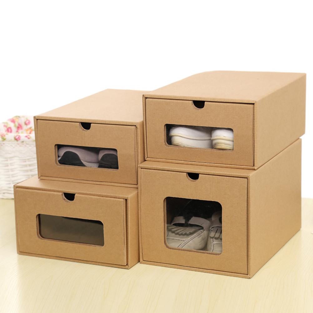 Buy 2pcs Paper Drawer Shoebox Transparent Shoebox Shoe Case Dustproof ...