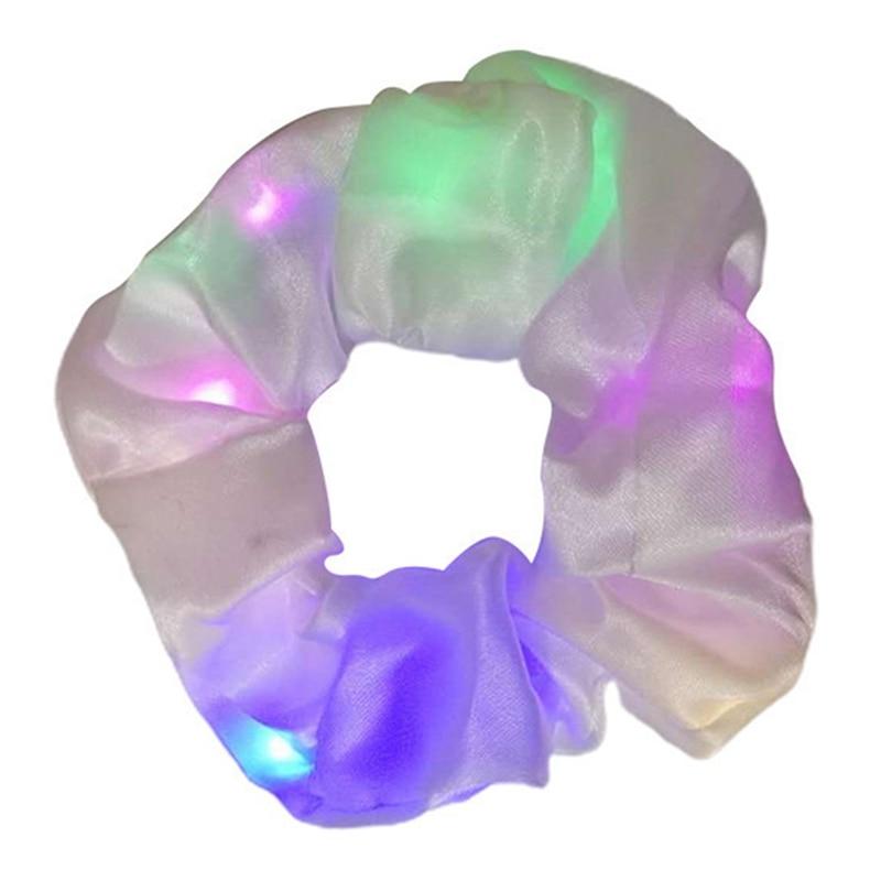 LED Luminous Scrunchies Hairband Ponytail Holder Headwear Elastic Hair ...