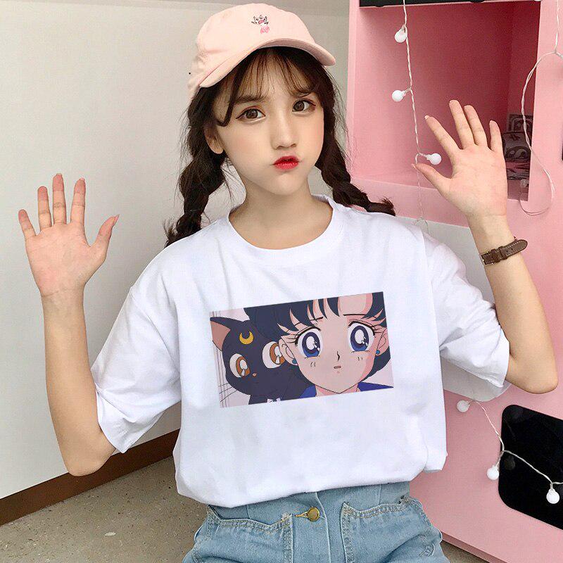 Buy FIXSYS Loose Causal Cartoon Printed Short Sleeve Female T Shirts ...