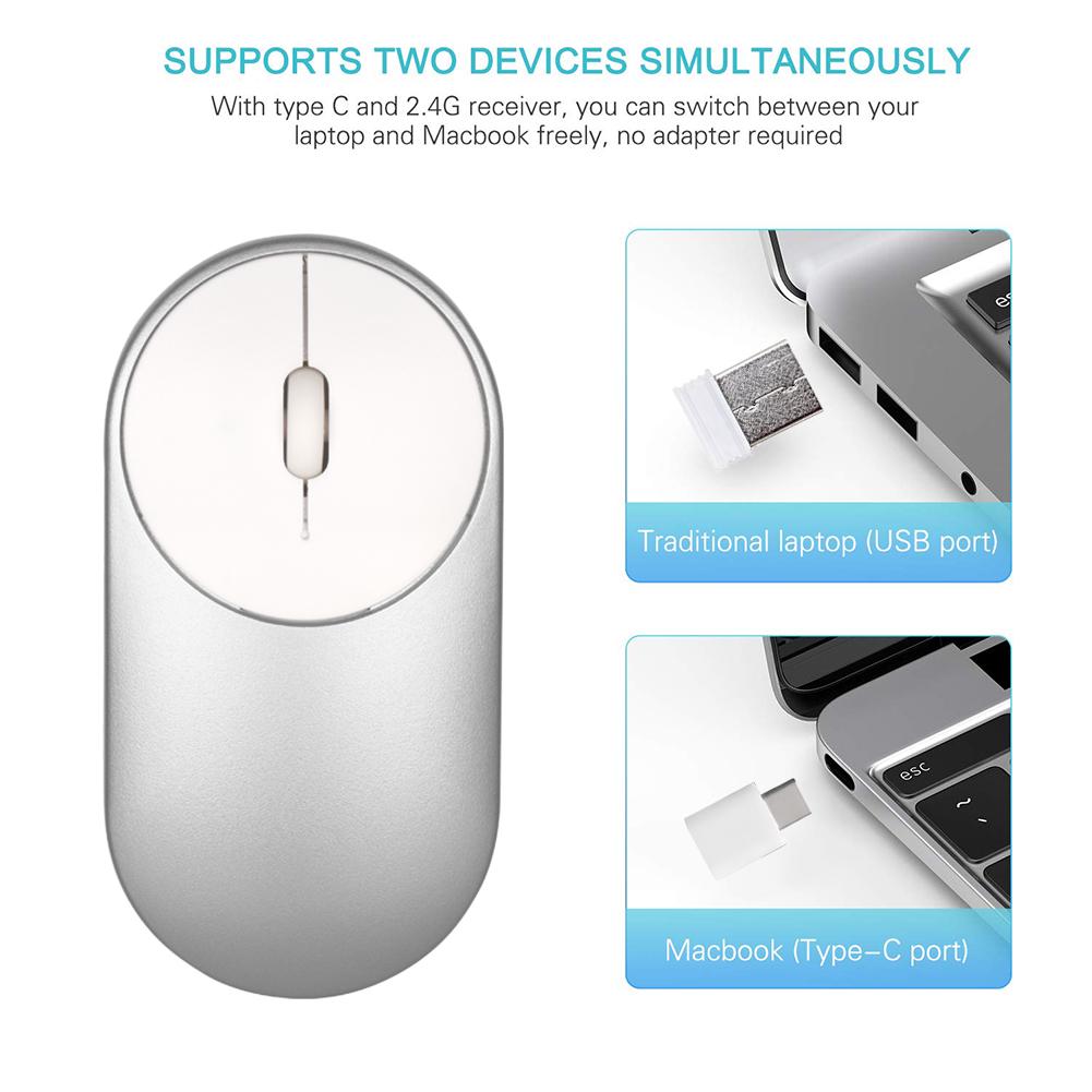 Buy Type C Wireless Mouse Silver 2.4G Wireless USB Computer Cursor for ...