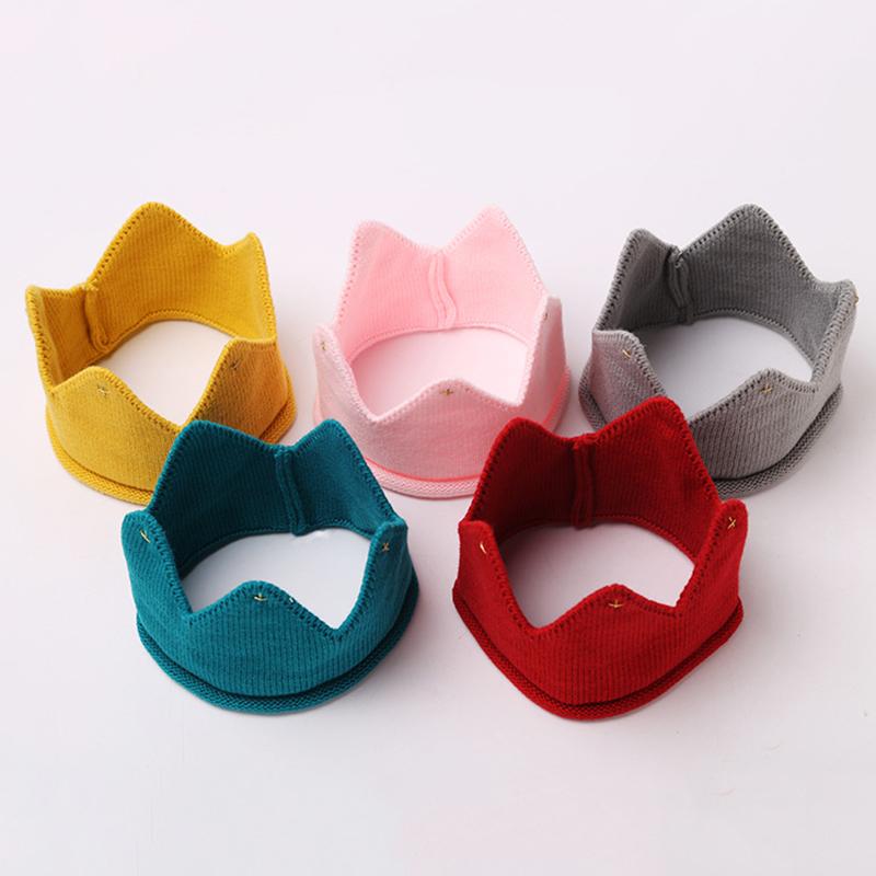 Buy 1Pcs Acrylic Fibres Crown Style Knitted Hats Baby Top Hat Pure ...