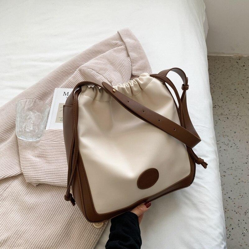 Cheap Bag For Women New Contrast Stitching Simple Drawstring Bag 2021 ...