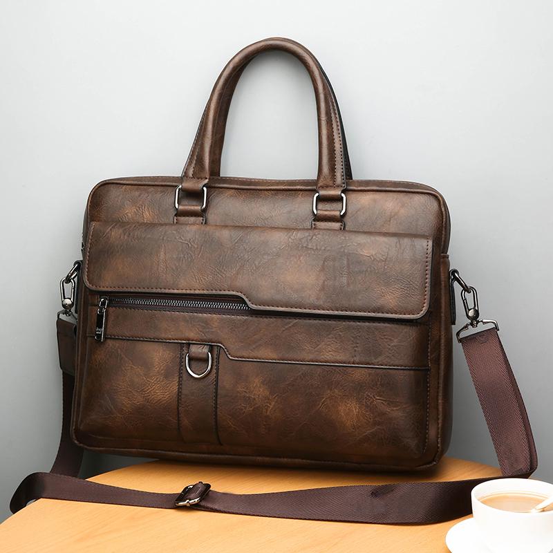 Buy Men Briefcase Bag High Quality Business Fashion PU Leather Shoulder ...