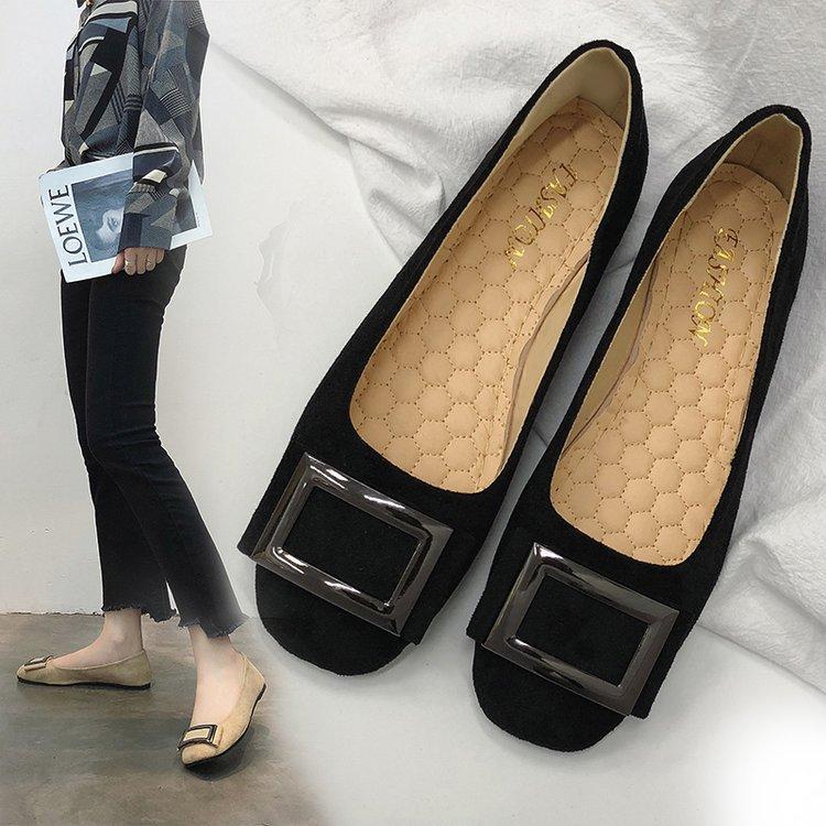 Buy Single Shoes Women 2021 Fall Leisure Square Head Grandma Shoes ...