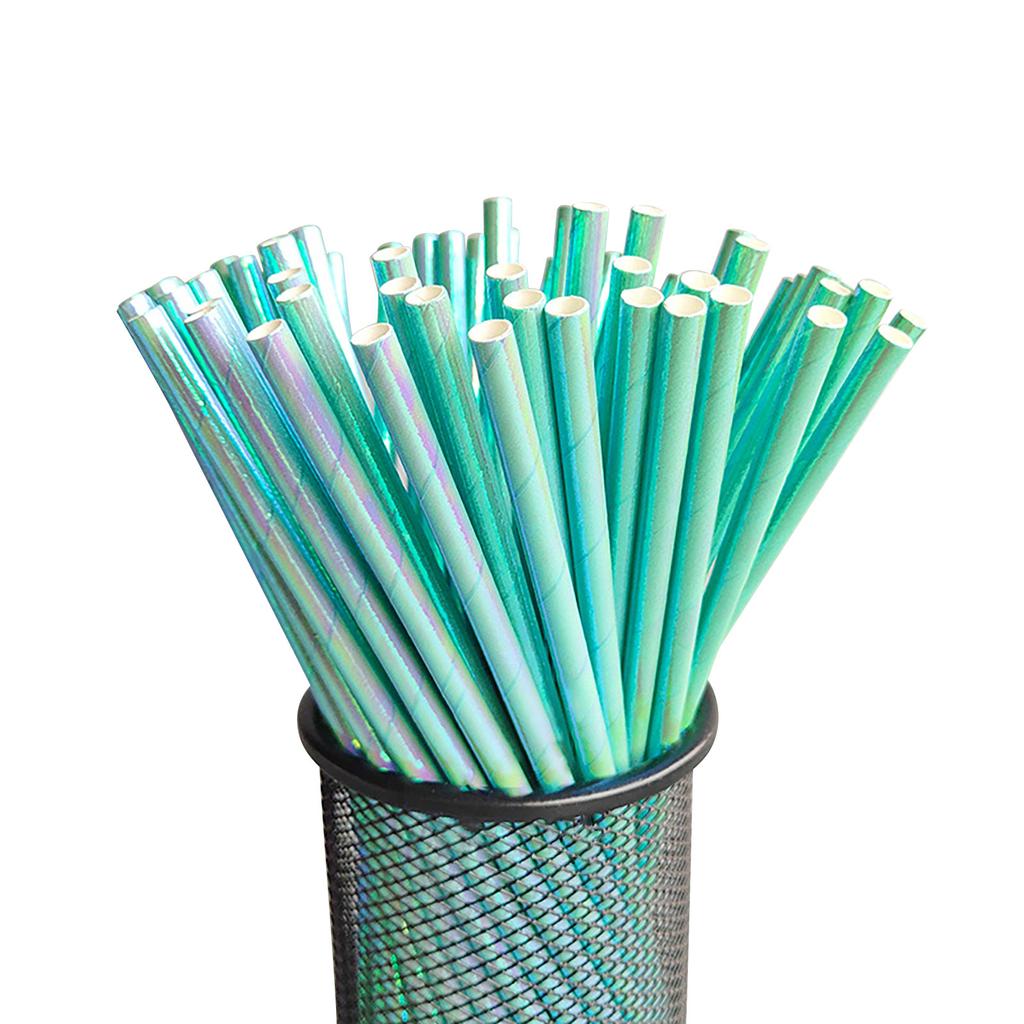 Buy Disposable Paper Straws Glitter Pearl Film Straws Rainbow Straws ...