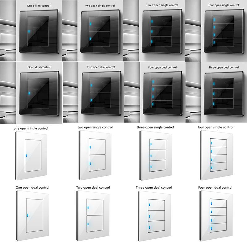 EU/UK Standard Wall Click Switch Acrylic Crystal Glass Screen Way Smart ...