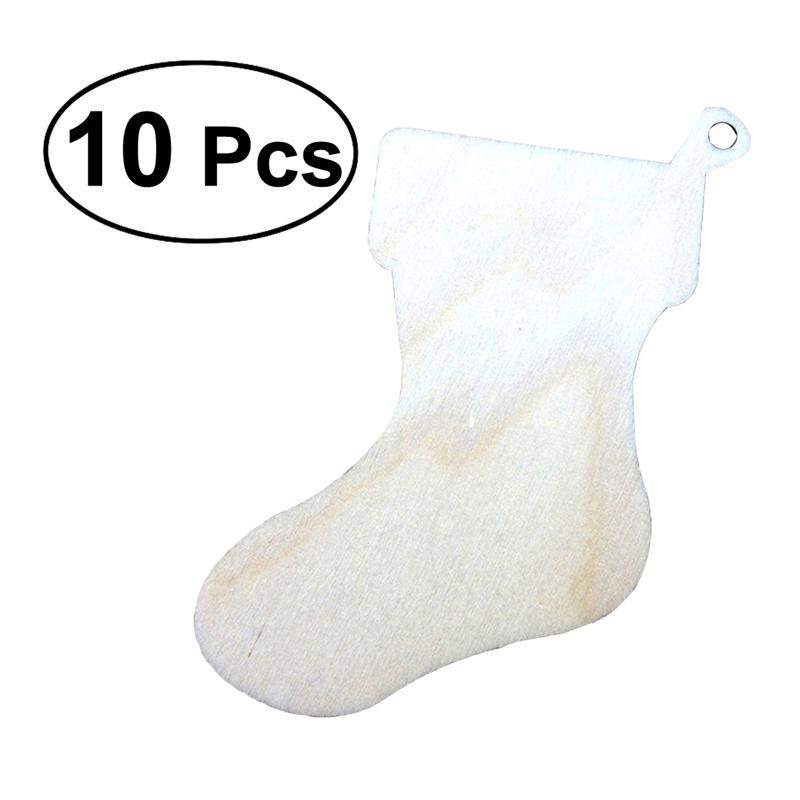 10pcs Wooden Sock Hanging Sign Tree Wooden DIY Craft Hanging Wood ...