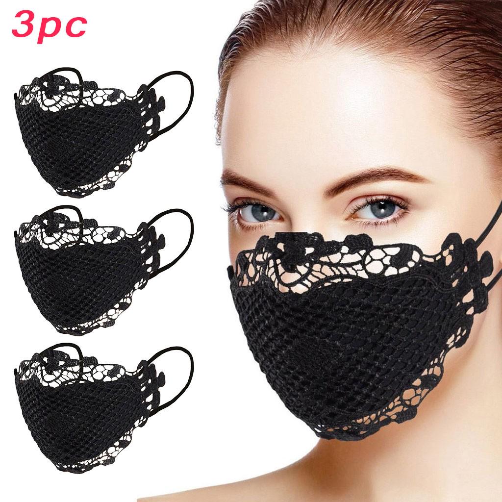 SIS 3pc Delicate Lace Applique Washable and Reusable Mouth Face Mask ...