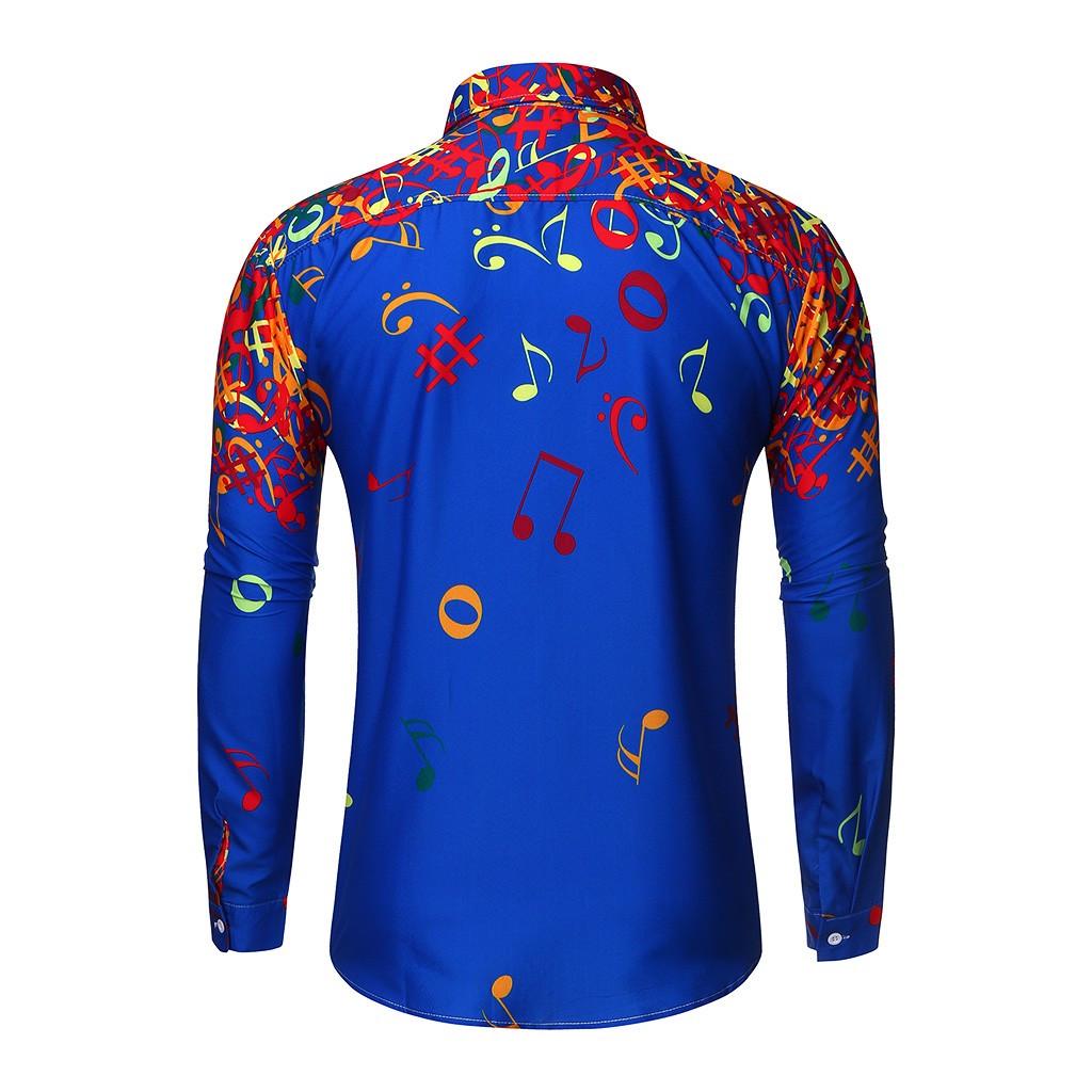 Cheap FEYES Men Novelty Musical Note Pattern Shirts | Joom
