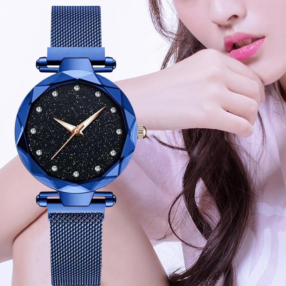 Buy Fashion Starry Sky Quartz Watches Magnet Mesh Band Simple Analog ...