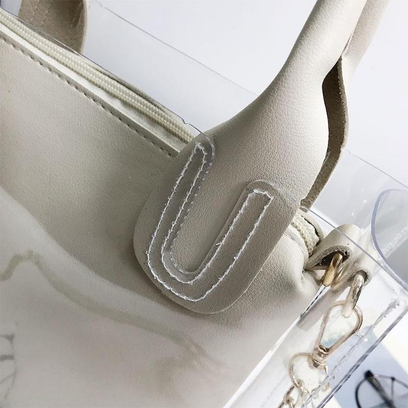 Buy Women PVC Shoulder Handbags Chain Clear Jelly Casual Beach ...