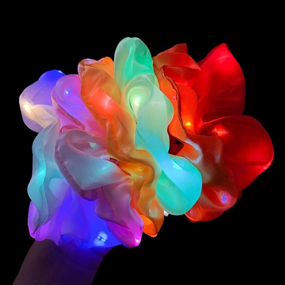 Buy Girls LED Luminous Scrunchies Hairband Ponytail Holder Headwear ...