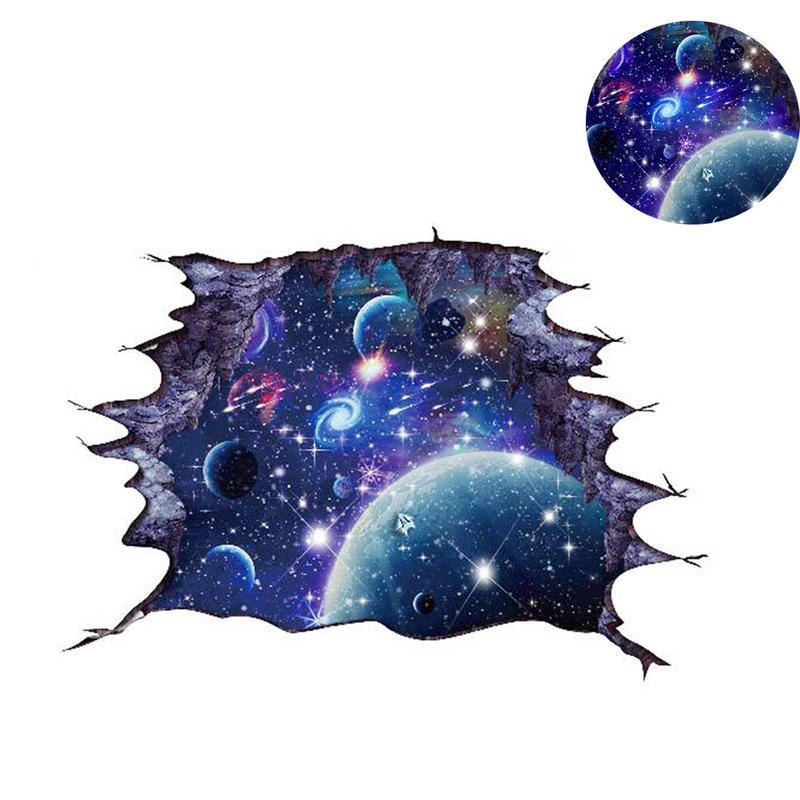 3D Blue Romantic Galaxy Wall Sticker Ornament for Bedroom Living Room ...