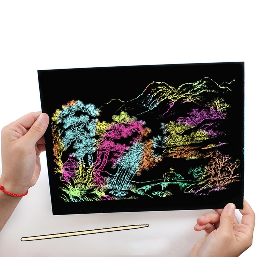 GGartist Scratch Paper Art Set, 10 Sheets Magic Scratch Art Black ...