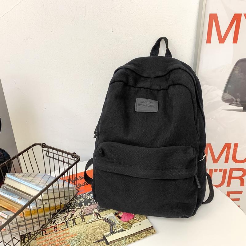 Satın alın Student Backpack Canvas Solid Color Middle School Travel ...
