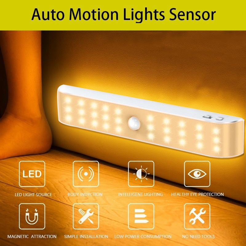 Buy 30/10/6/2LEDs PIR LED Motion Sensor Light Cupboard Wardrobe Bed ...