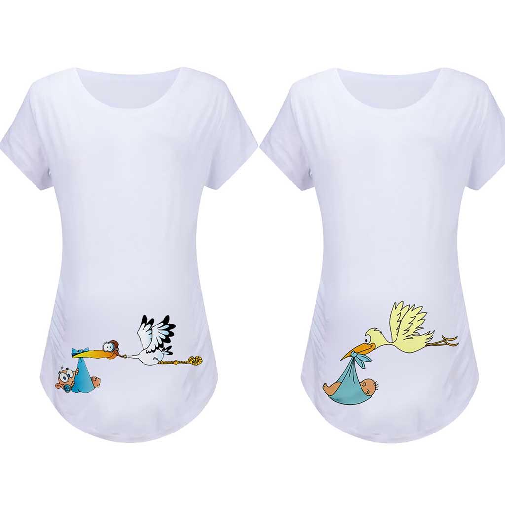 Buy Women Maternity Short Sleeve Cartoon Print Tops T-shirt Pregnancy ...