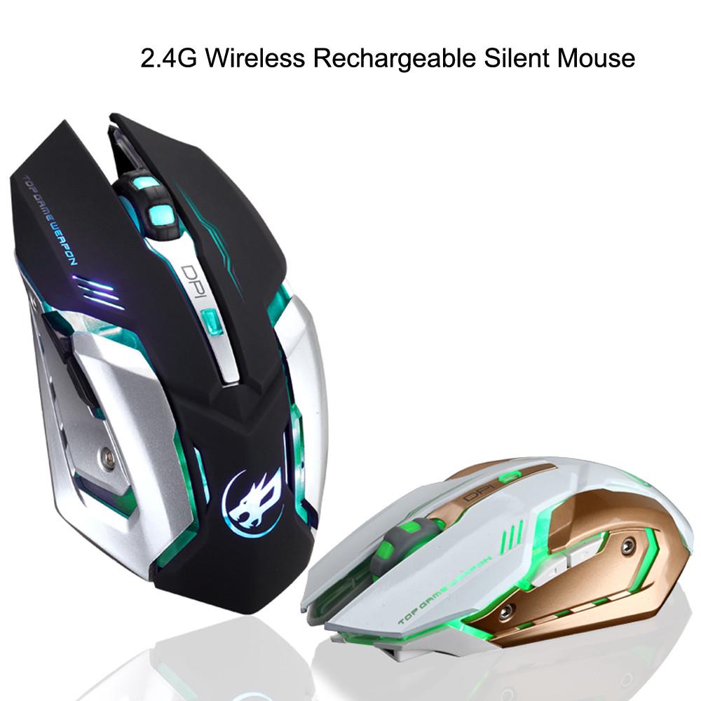 Buy QI Rechargeable Wireless Silent Mouse LED Backlit USB Optical ...