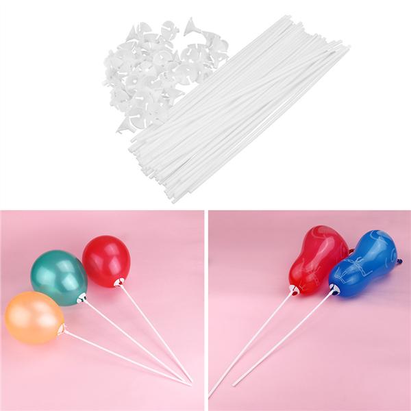 Buy 50 Pcs Balloon Sticks Durable White Plastic Balloon Rods with Cups ...