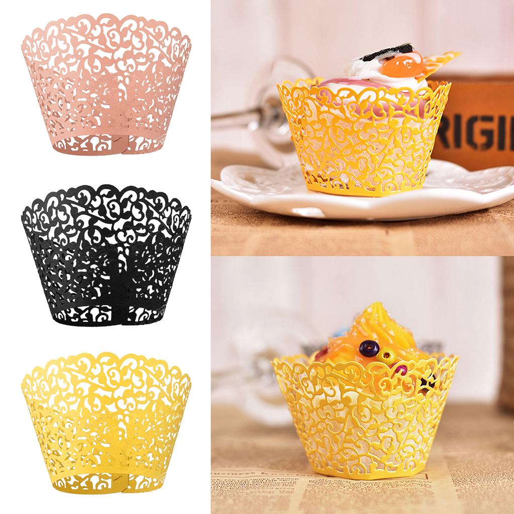 Buy 100PCS Fashion Hollow-carved Cupcake Cake Wrappers Wraps at ...