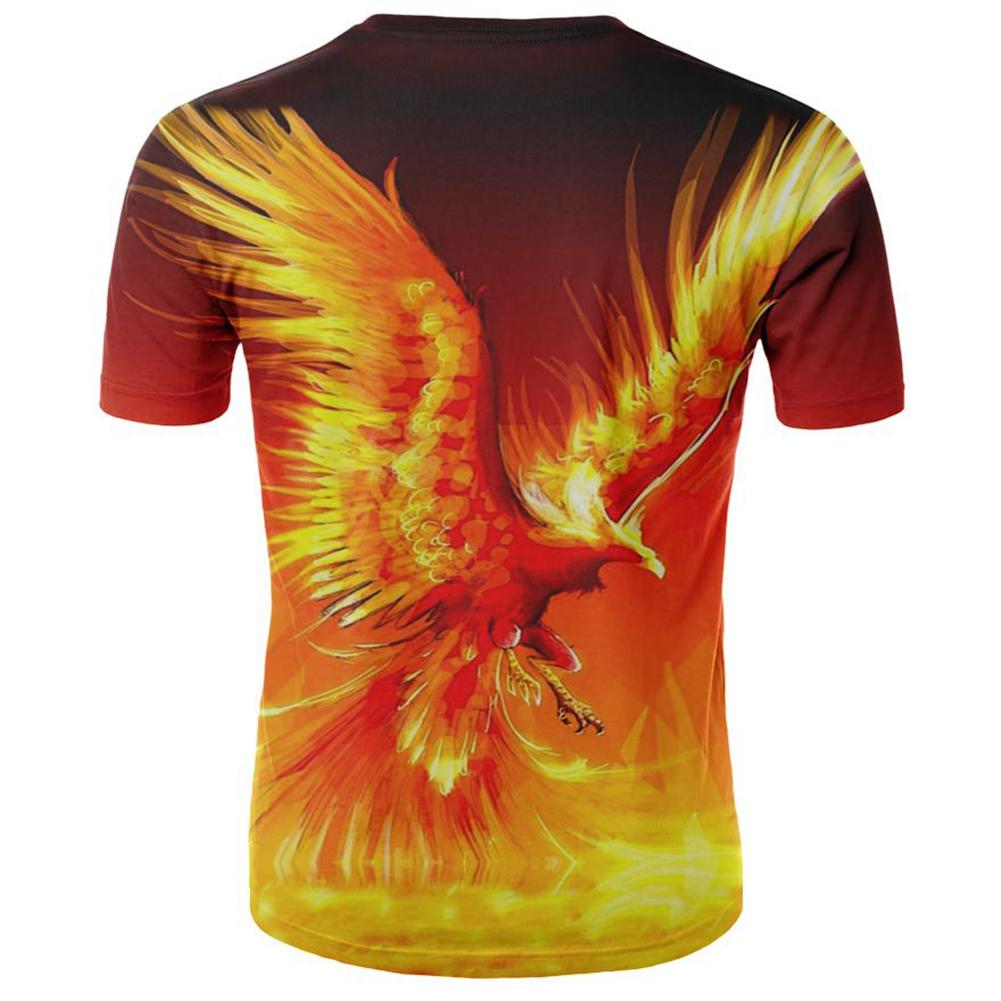 Buy Summer Unisex 3D Fire Phoenix Print Short Sleeves O Neck T-Shirt ...