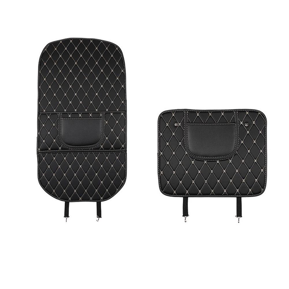 Buy Leather Car Kick Mat with Phone Storage Pocket Seat Back Protector ...