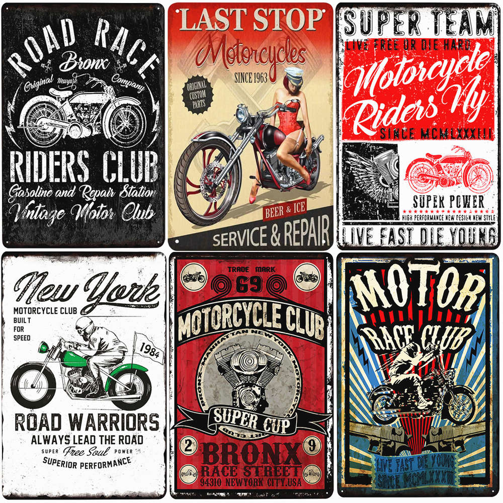 💰Koupit online: Motorcycle Retro Metal Sign Vintage New York Motor Club ...