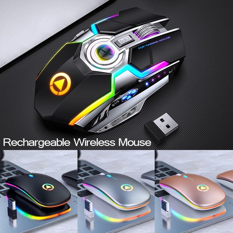 Buy LED Wireless Mouse Slim Rechargeable Wireless Silent Mouse 2.4G ...