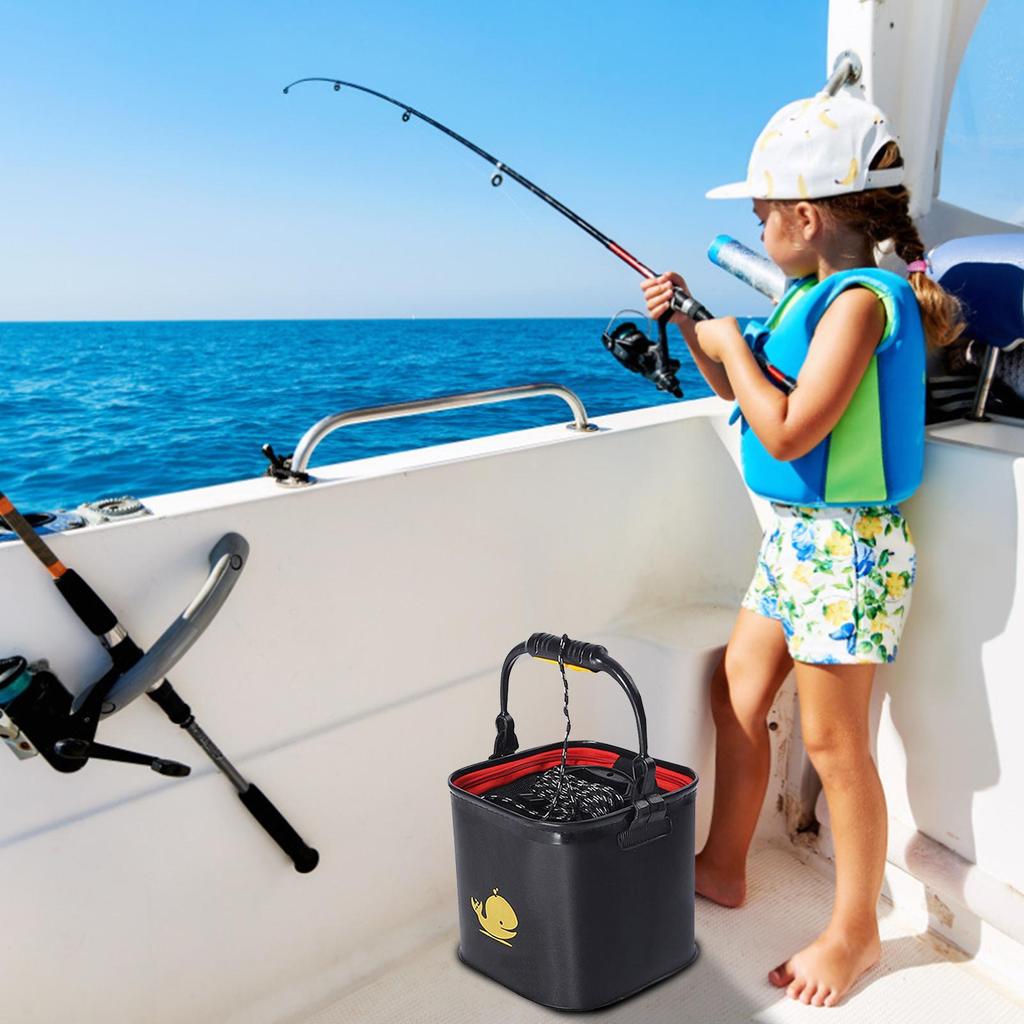 Buy Outdoor Folding Fishing Bucket Portable Water Container with Net at ...