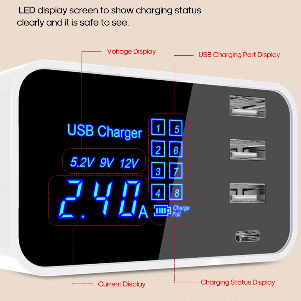 Buy 4 Ports USB Smart Chargers Fast Chargers Intelligent LEDs Digital ...