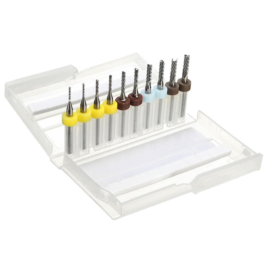 10Pcs Mini Pcb Drill Bit Engraving Mill Cutter Carbide Tools End Cnc ...
