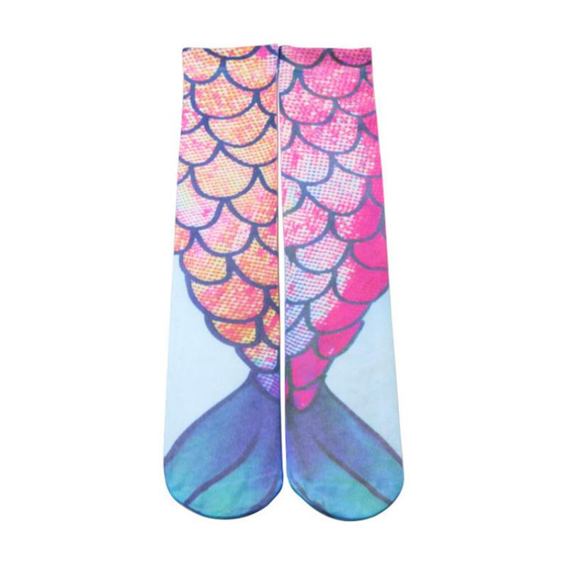 Buy Women Mermaid Pattern Fish Scale Print Socks Funny Cosplay Beach ...