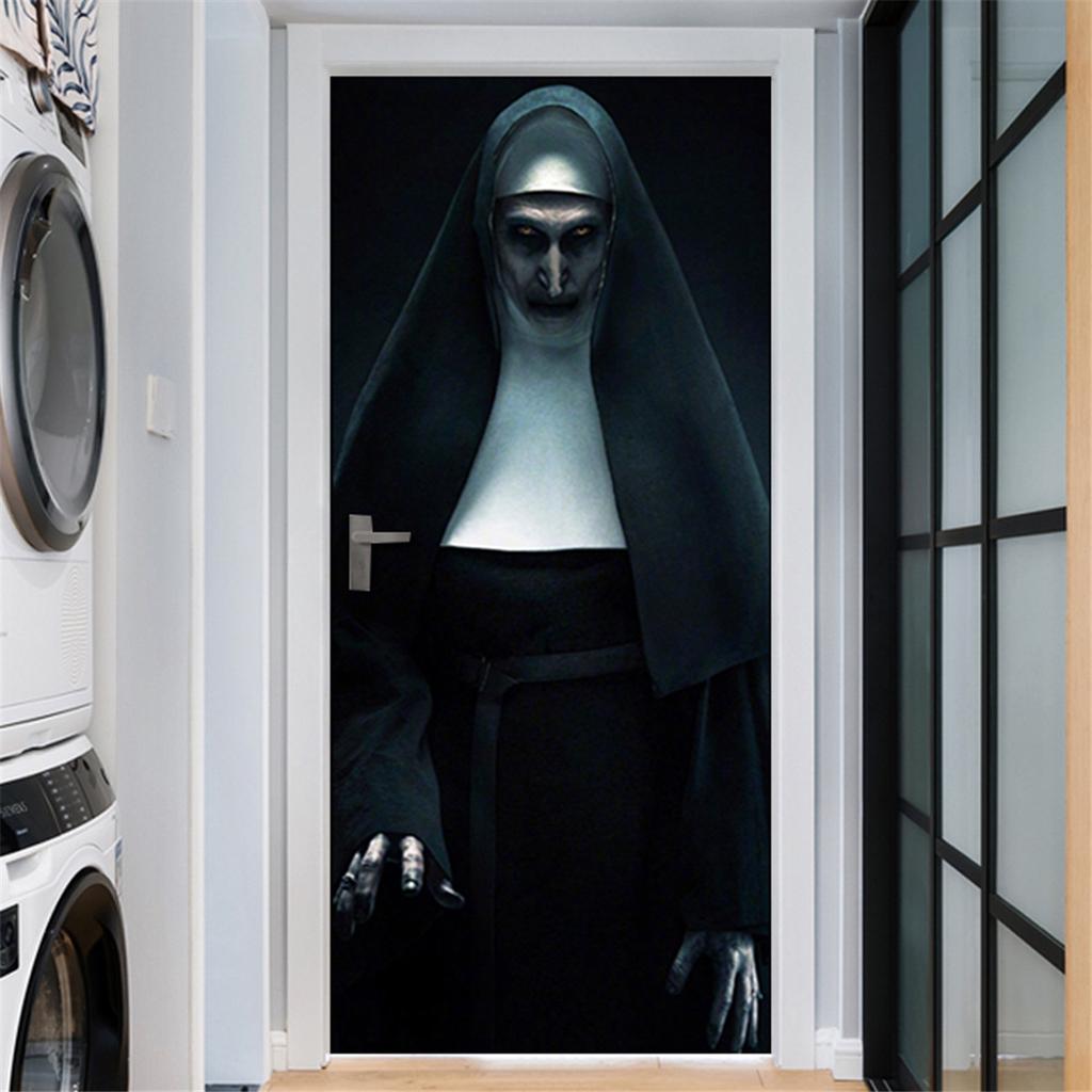 Buy 2019 New Halloween Nun Horror Creative Door Stickers Scary Party ...