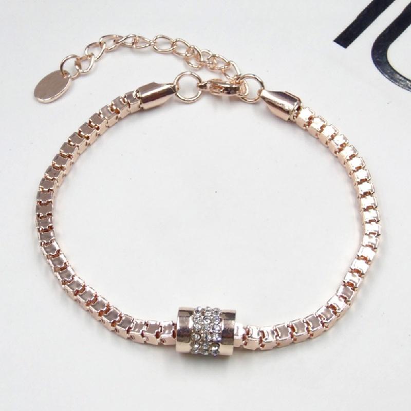 Buy Rhinestone Rose Gold Plated Crystal Chain Bracelet Bangle Hand ...