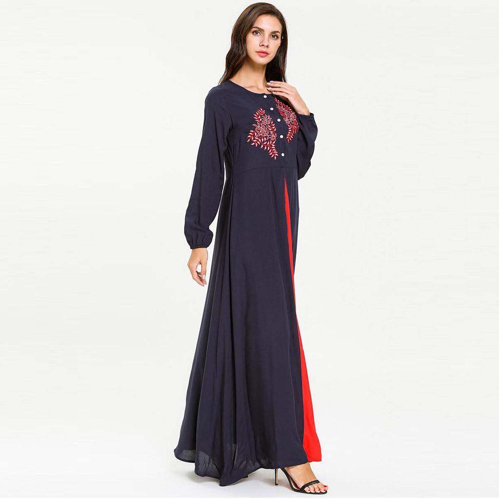 Women's Middle Eastern Long Dress National Robe Abaya Islamic Muslim ...