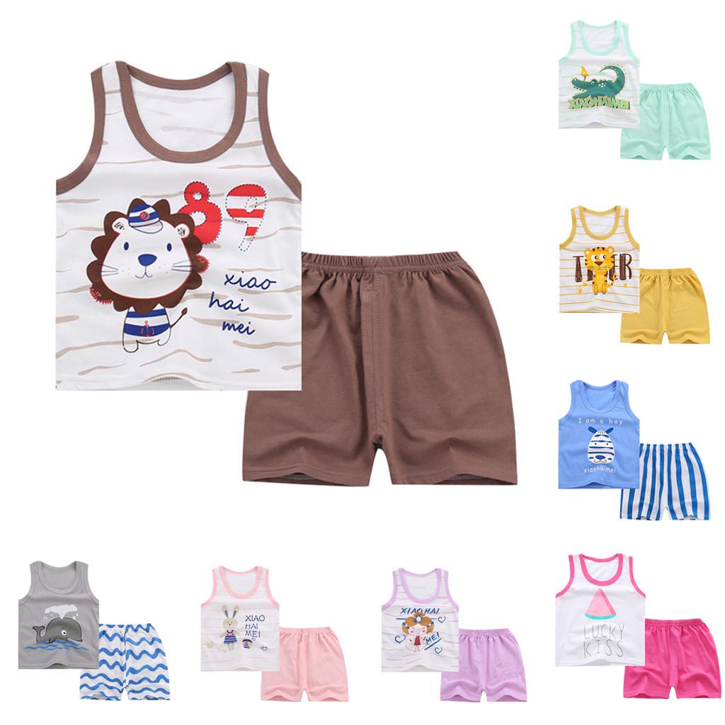 Buy Sleeveless Cartoon Tracksuit Sport Suit Vest Pants Clothing Baby ...